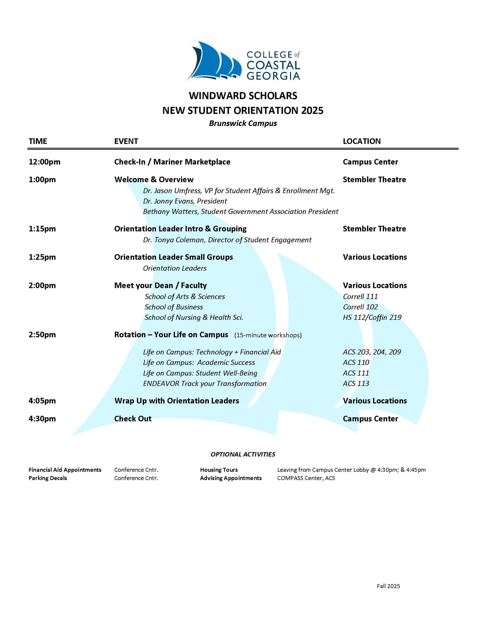 Windward Scholars New Student Orientation 2025 - College of Coastal Georgia