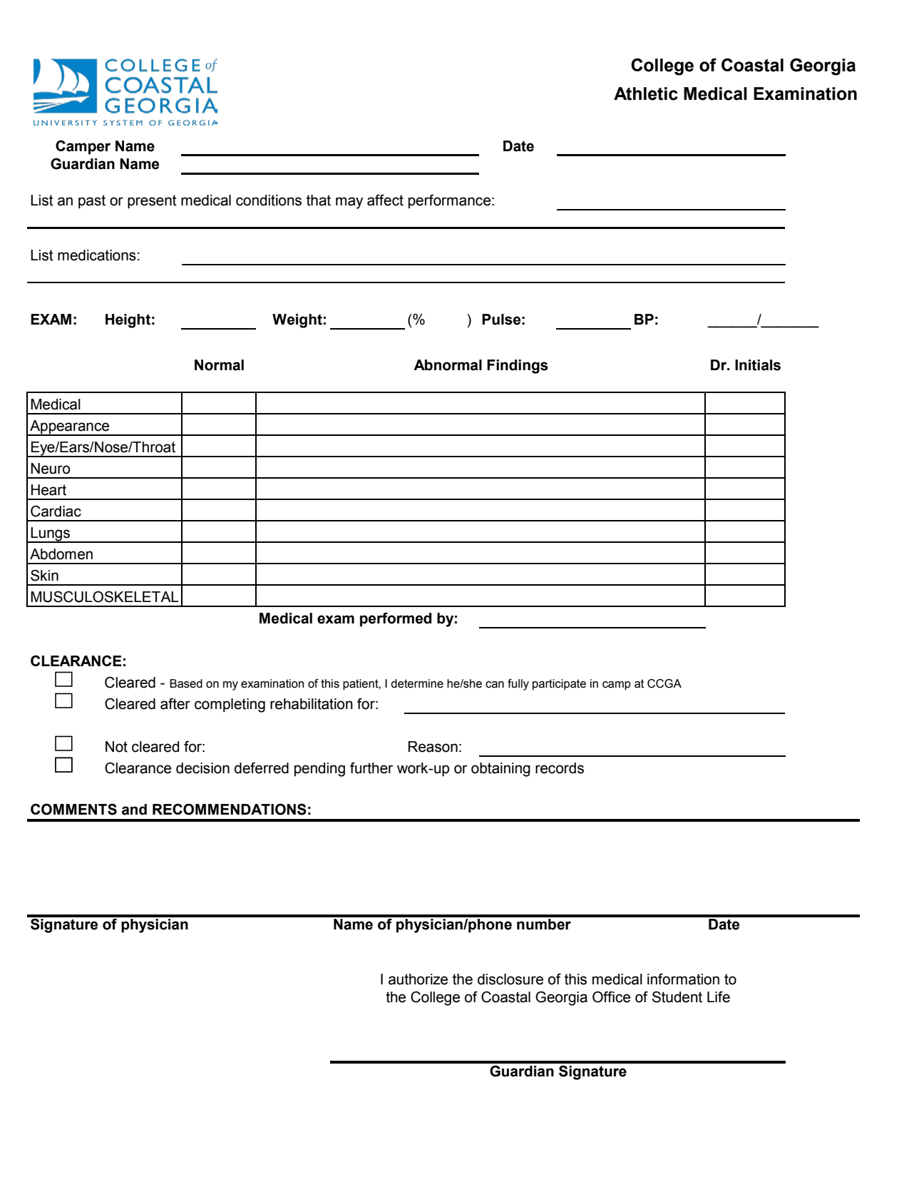 Programs Serving Minors - College of Coastal Georgia